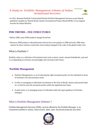 Portfolio Management Schemes of Indian Institutional Investors | PDF