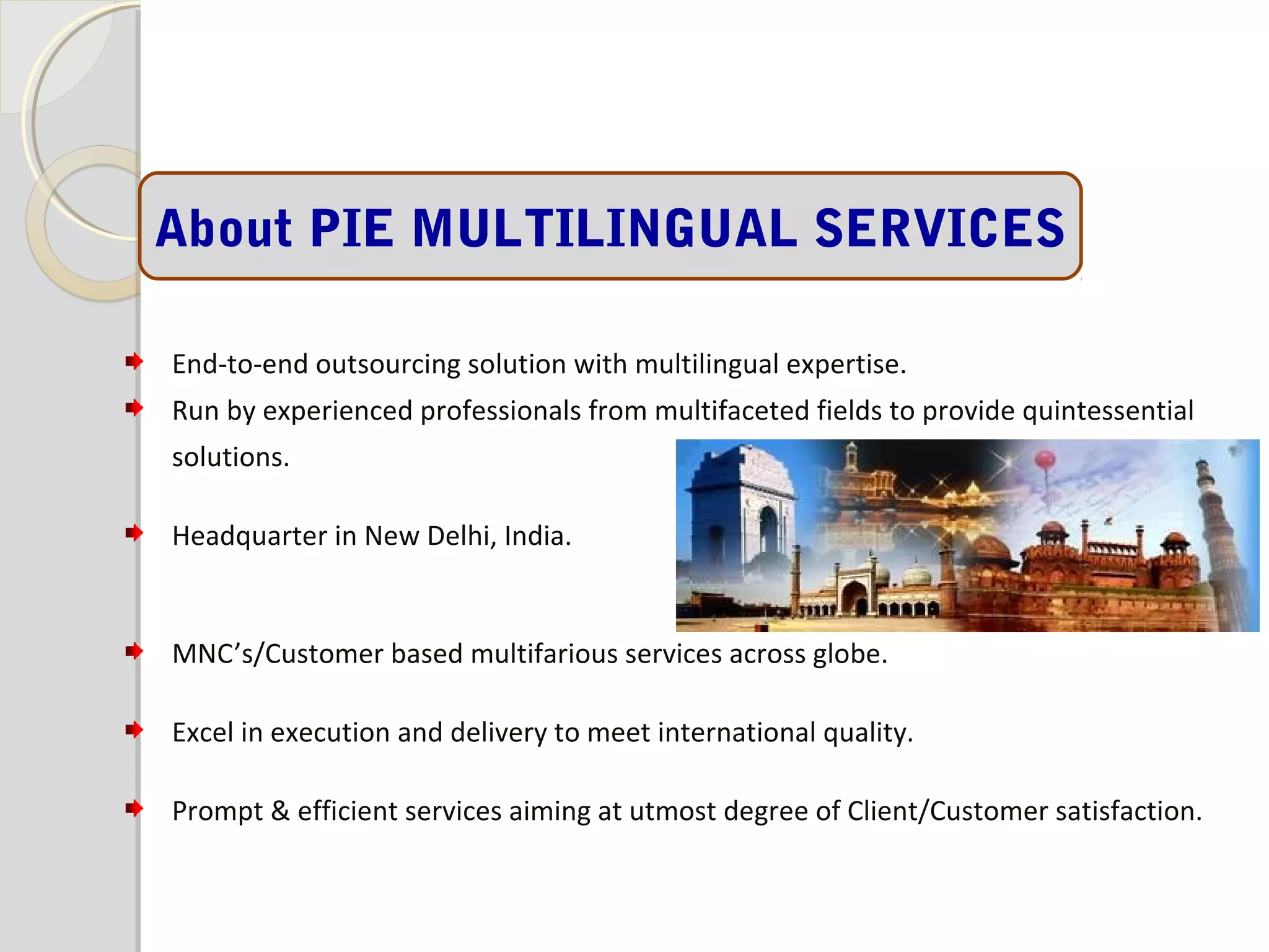 PIE MULTILINGUAL SERVICES | PPT