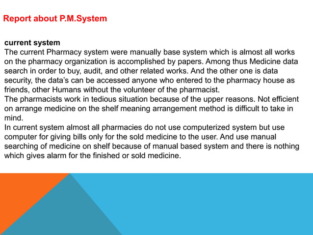 Pharmacy management system project | PPTX | Databases | Computer ...