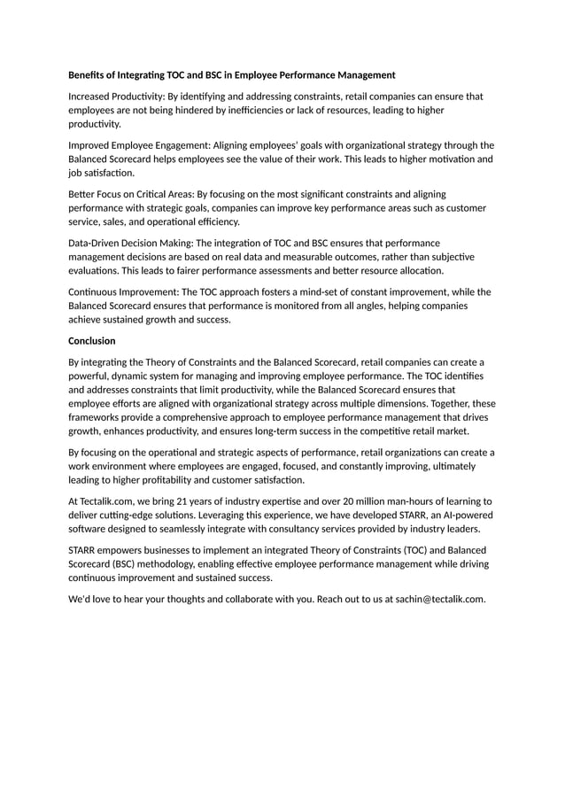 Tectalik STARR - Performance- Management | PDF