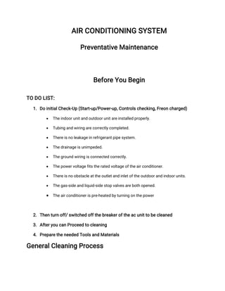 Preventive maintenance of air-conditioner | PDF