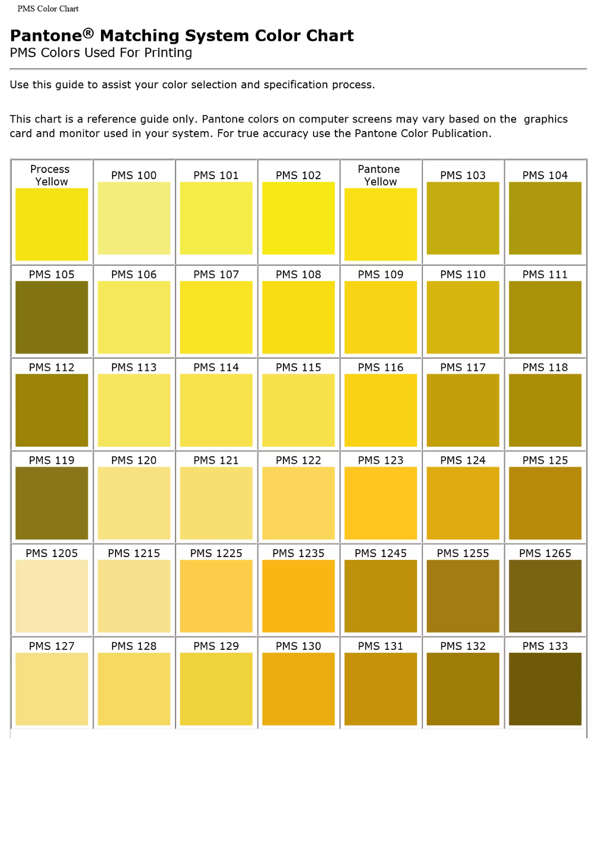 PMS Color Chart | PDF