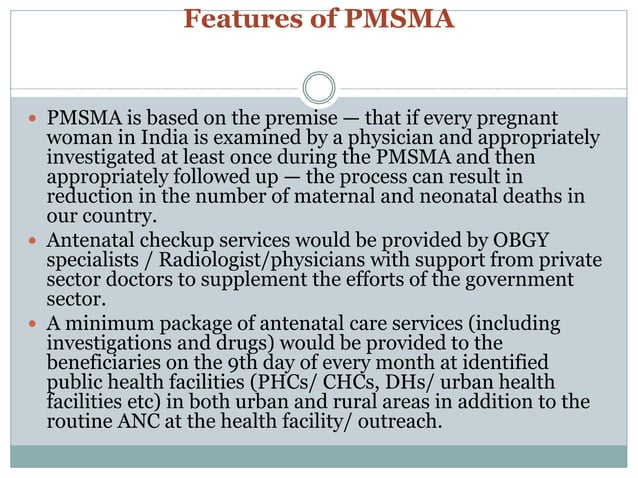 Pmsma( Pradhan Mantri Surakshit Matritva Abhiyan ) | PPTX | Pregnancy ...