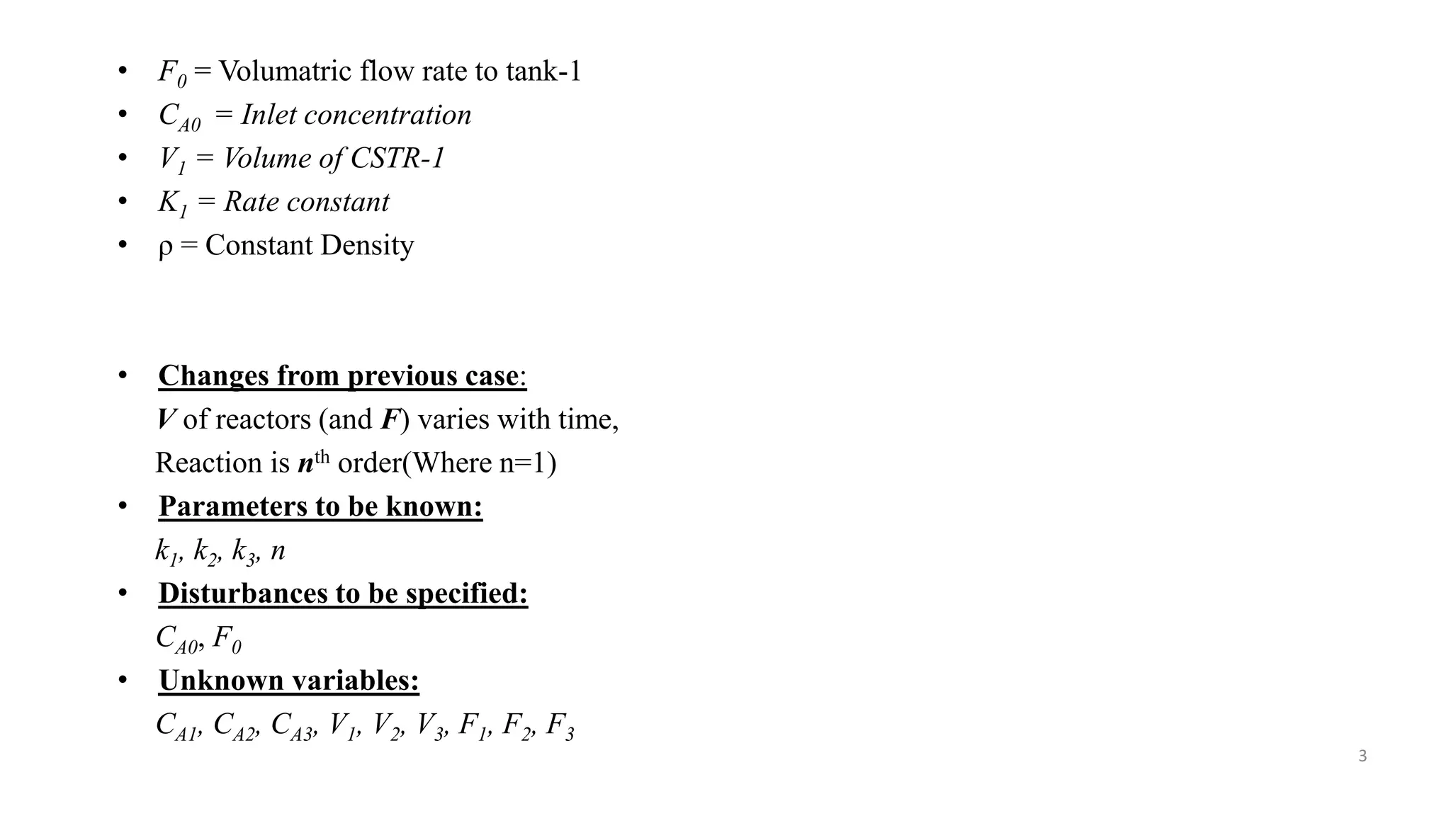 prosess model for series of isothermal constant holdup CSTR. | PPTX