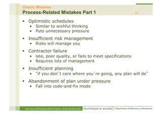 Software Project Management - Classic Mistakes | PDF
