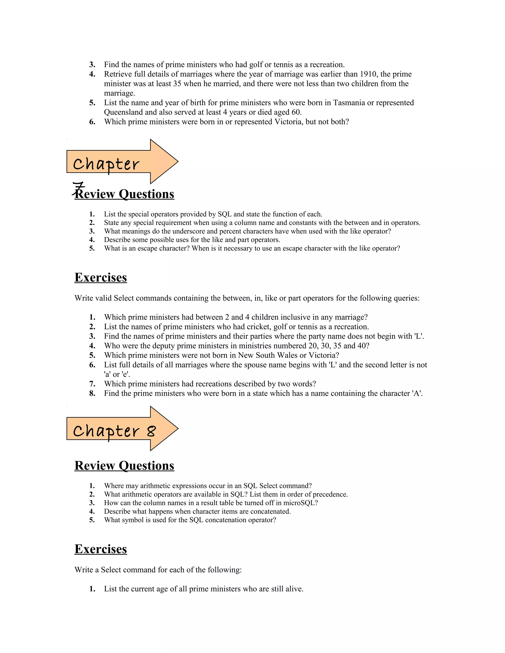 Pm Sql Exercises Doc Databases Computer Software And Applications