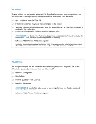 Pm study project risk management test | PDF