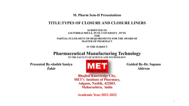 Types of closure and closure liners | PPTX