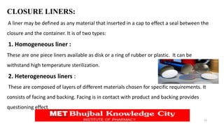 Types of closure and closure liners | PPTX