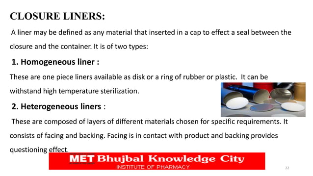 Types of closure and closure liners | PPTX