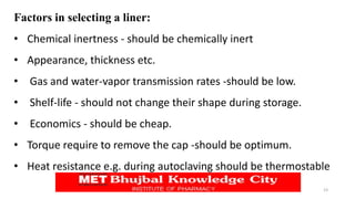 Types of closure and closure liners | PPTX