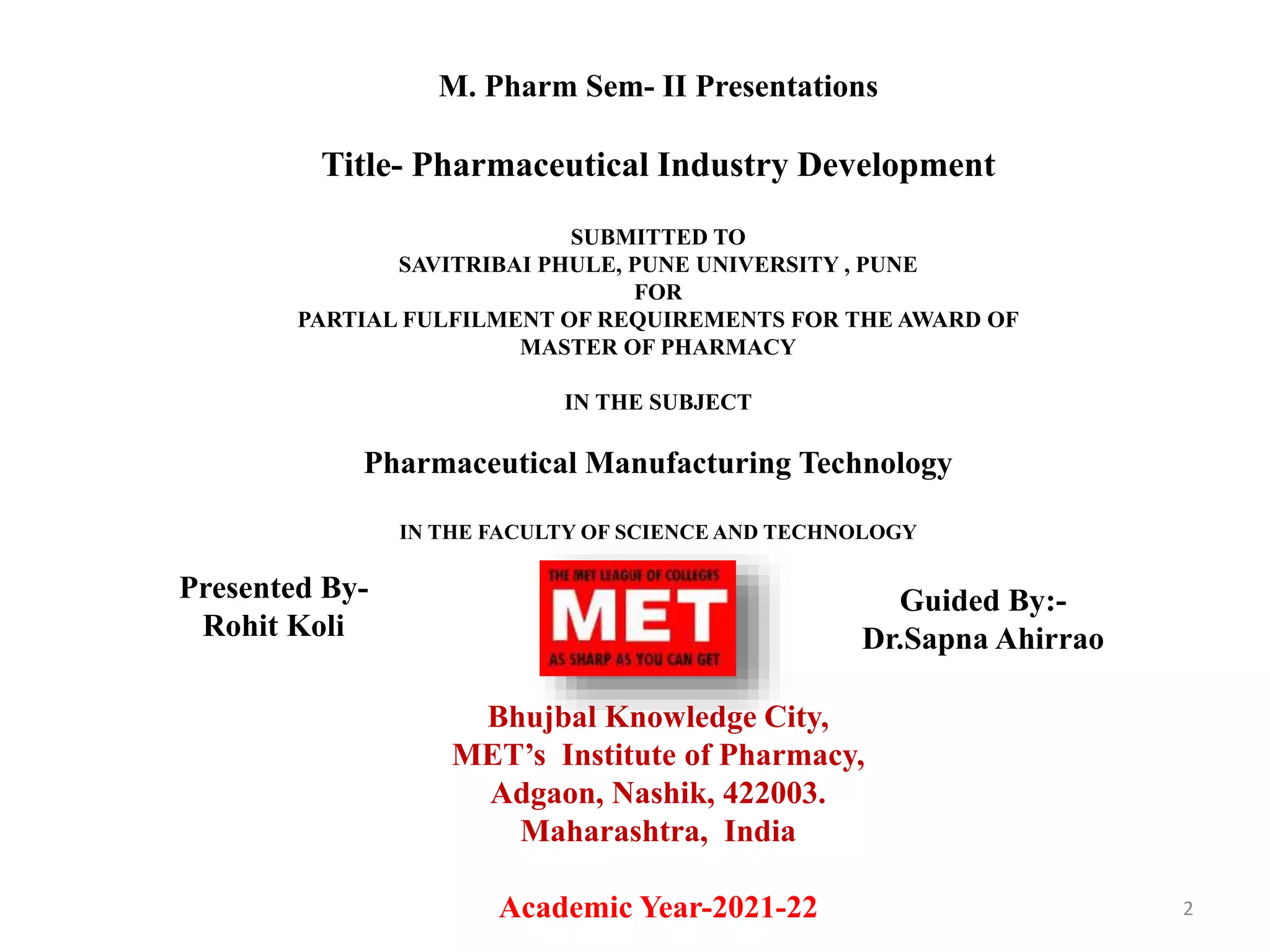 Pharmaceutical Industry Development | PPTX