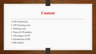 Cleaning in place, Sterilizationin place.pptx