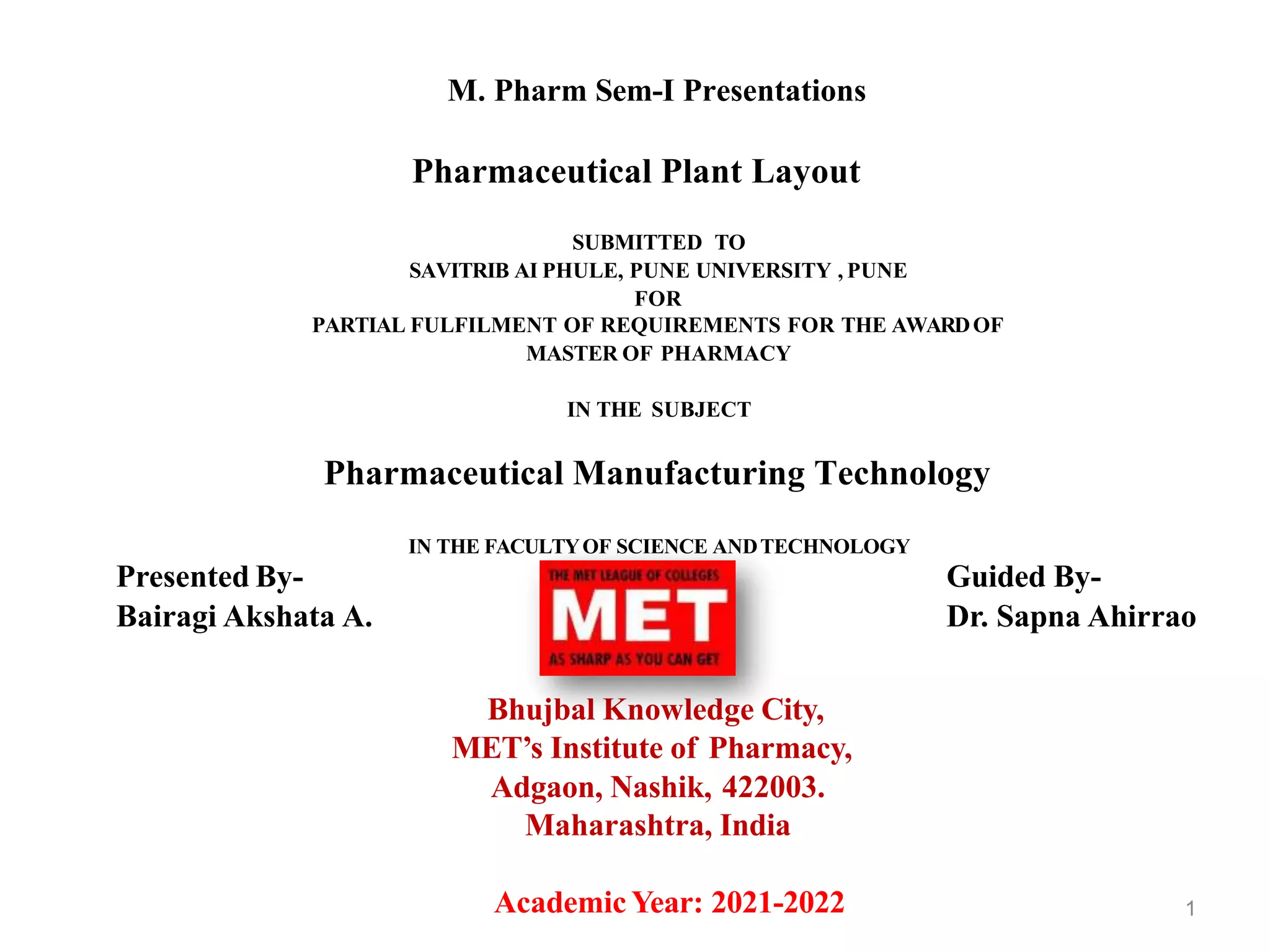 Pharmaceutical Plant Layout | PPTX