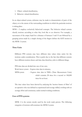 pre- determined time standard of work measurement | DOC