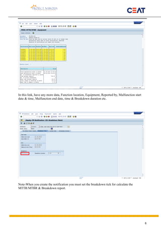 Plant Maintenance user manual MTTR Report | PDF