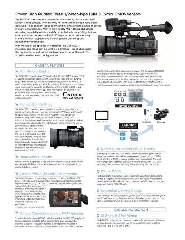 Sony PMW-200 | PDF