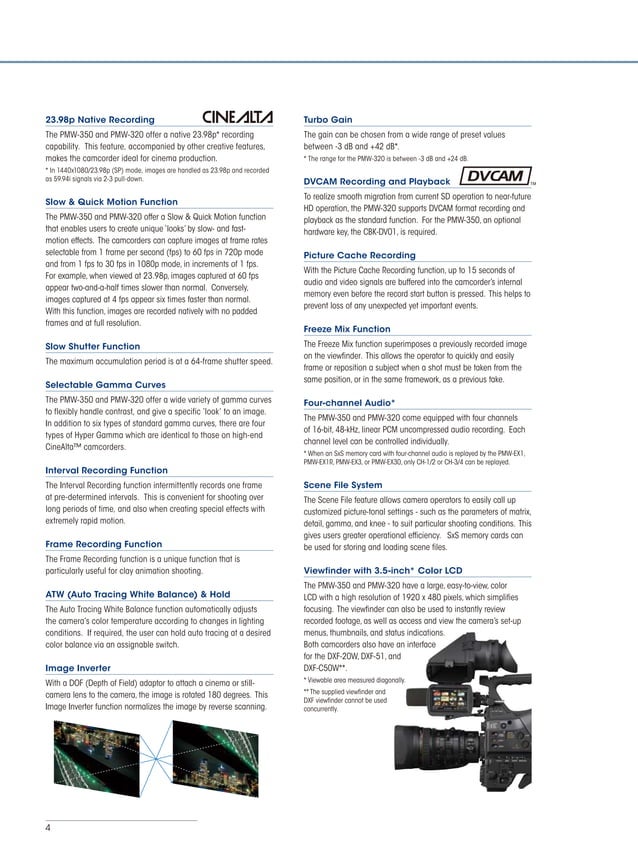Sony PMW-320 Camcorder | PDF