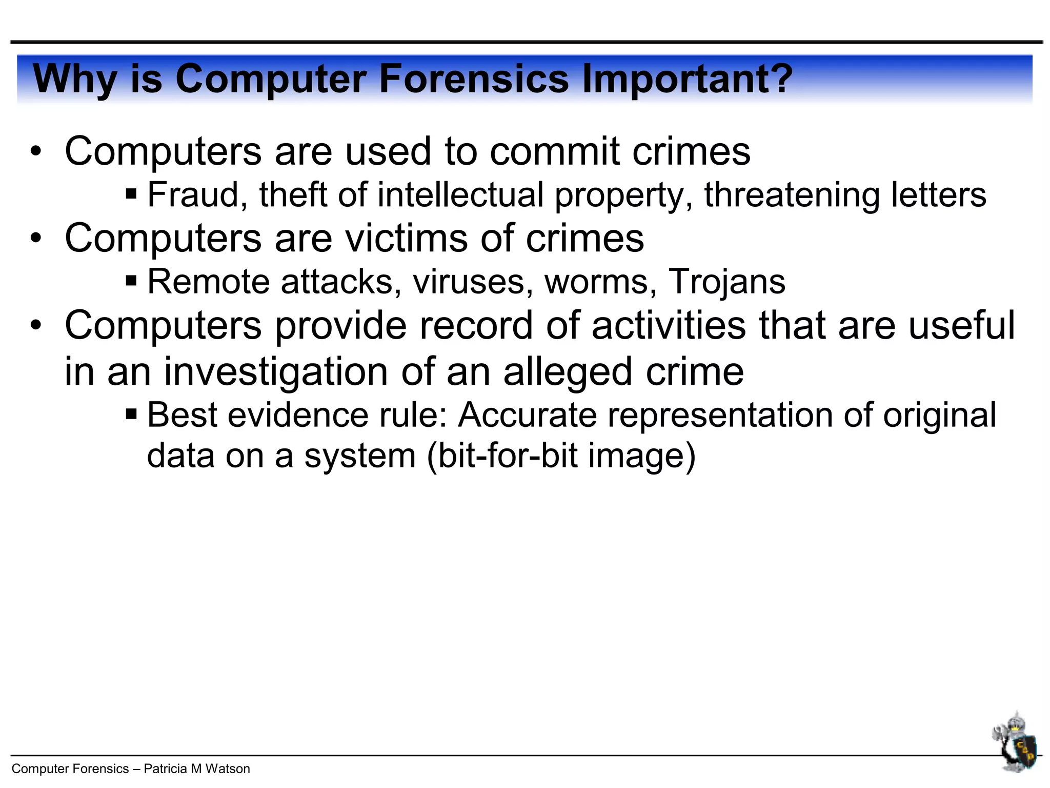 Computer Forensics | Patricia Watson | 2004 | PDF