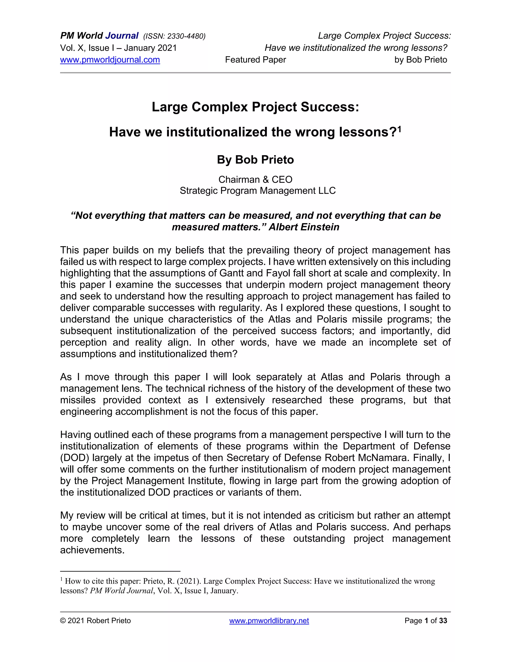 Large complex project success | PDF