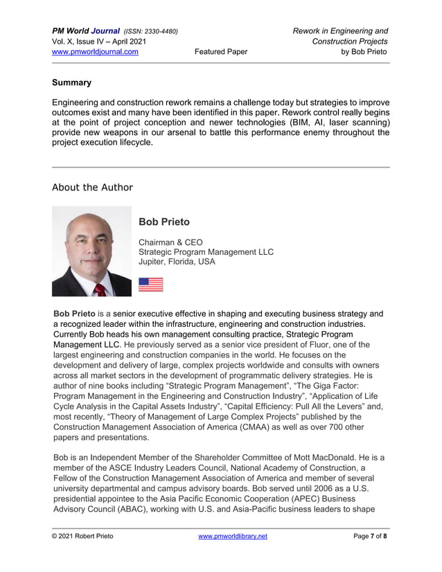 Rework in Engineering & Construction Projects | PDF