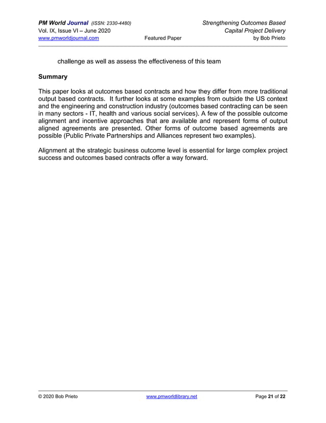 Strengthen outcome based capital project delivery | PDF