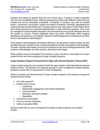 Systems nature of large complex projects | PDF