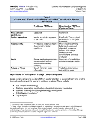 Systems nature of large complex projects | PDF
