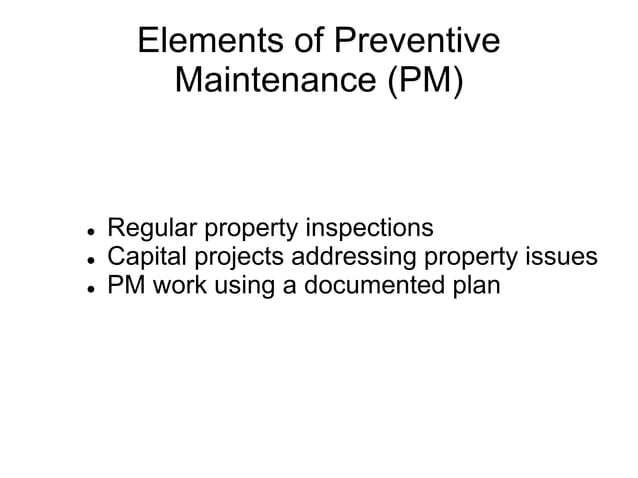 Preventative Maintenance | PPT
