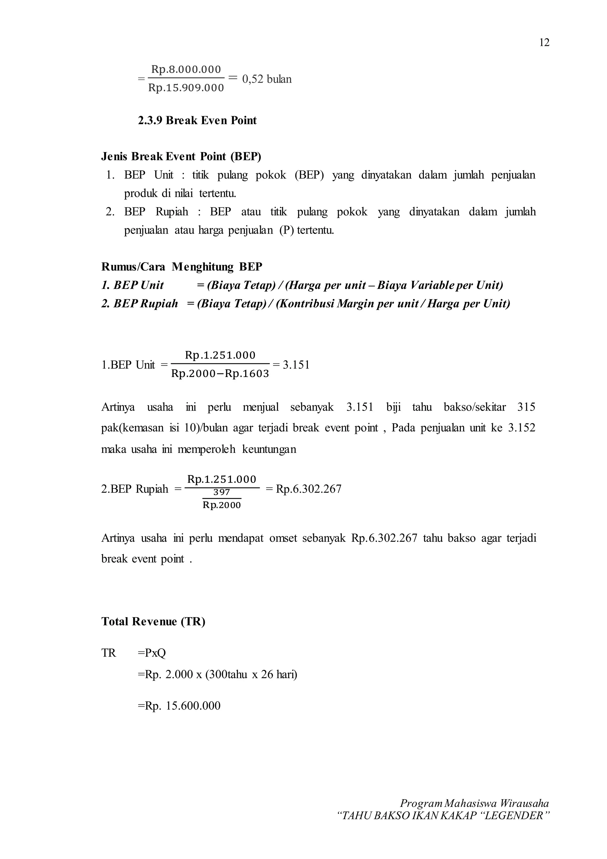Pmw produksi tahu bakso | DOCX