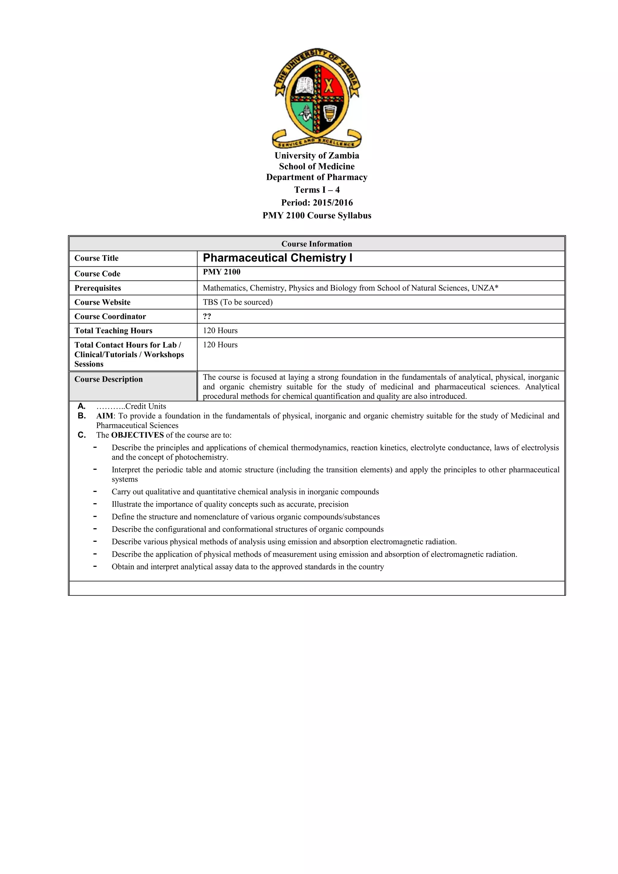 Pmy 2100 course handbook 2014 | PDF