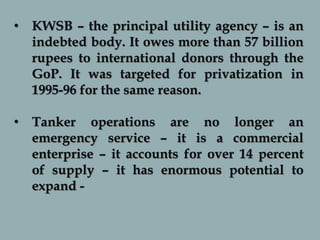 WATER SUPPLY ISSUES IN KARACHI – APPRAISAL AND WAY FORWARD | PDF
