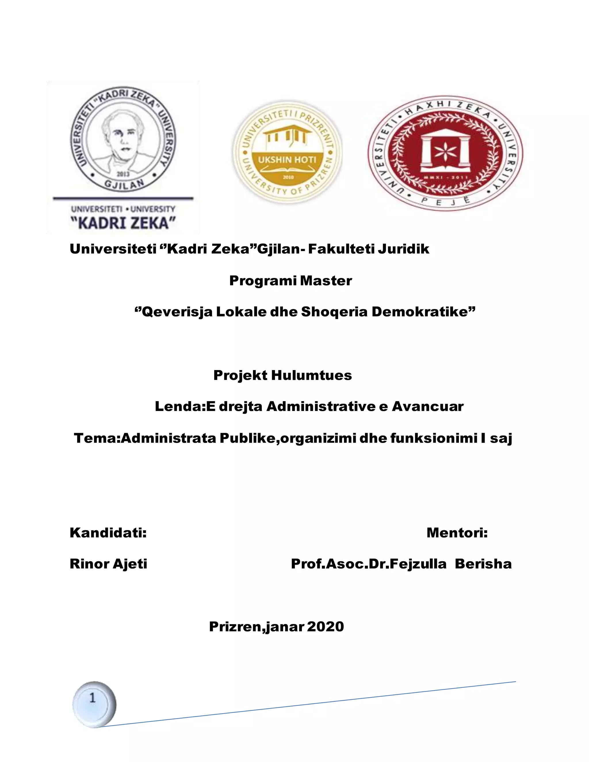 Projekt Hulumtues -Administrata publike | DOCX