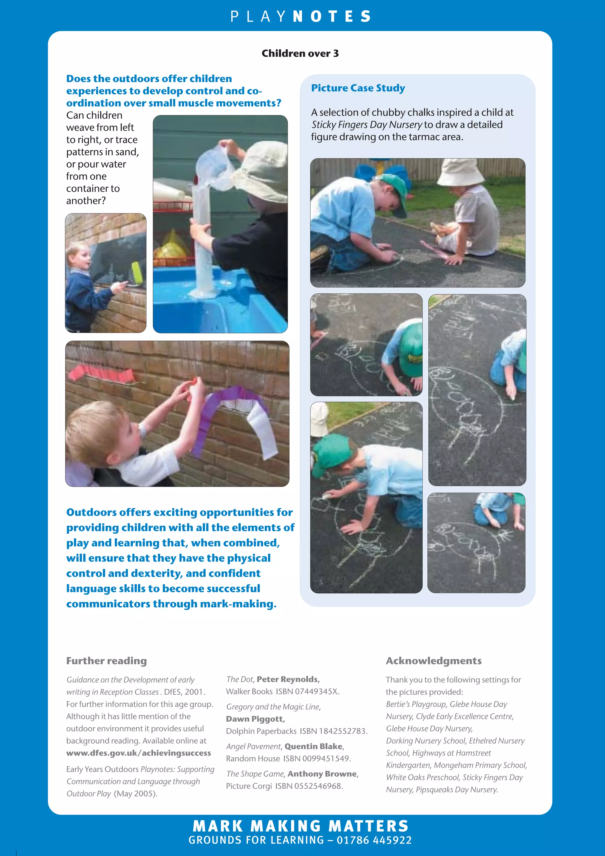 Supporting Mark, Making Skills Through Outdoor Play: Early Years ...