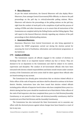 Schedule for the General Elections to the Legislative Assemblies of Assam, Kerala, Tamil Nadu ...