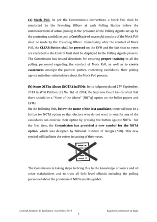 Schedule for the General Elections to the Legislative Assemblies of ...