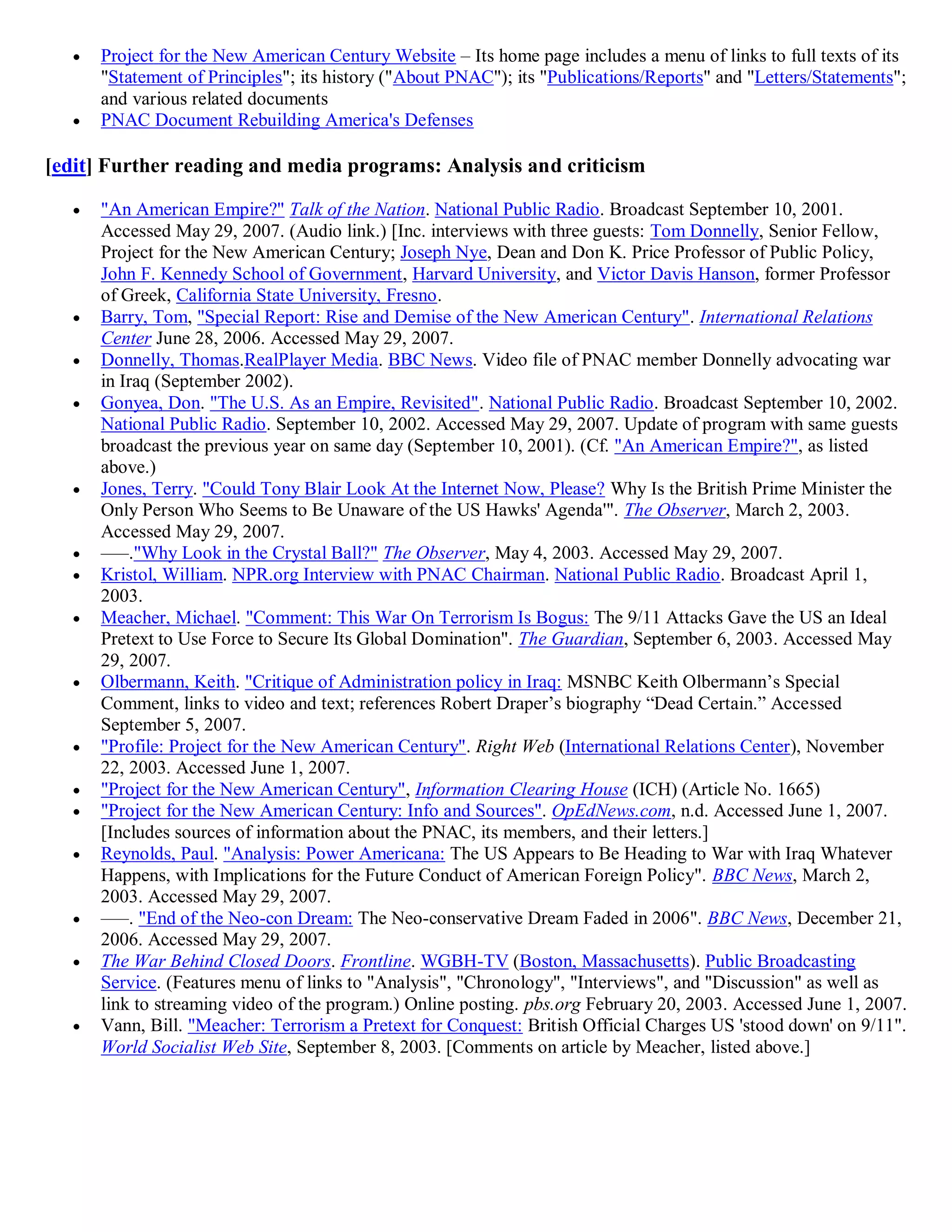 PNAC - PROJECT FOR THE NEW AMERICAN CENTURY | PDF