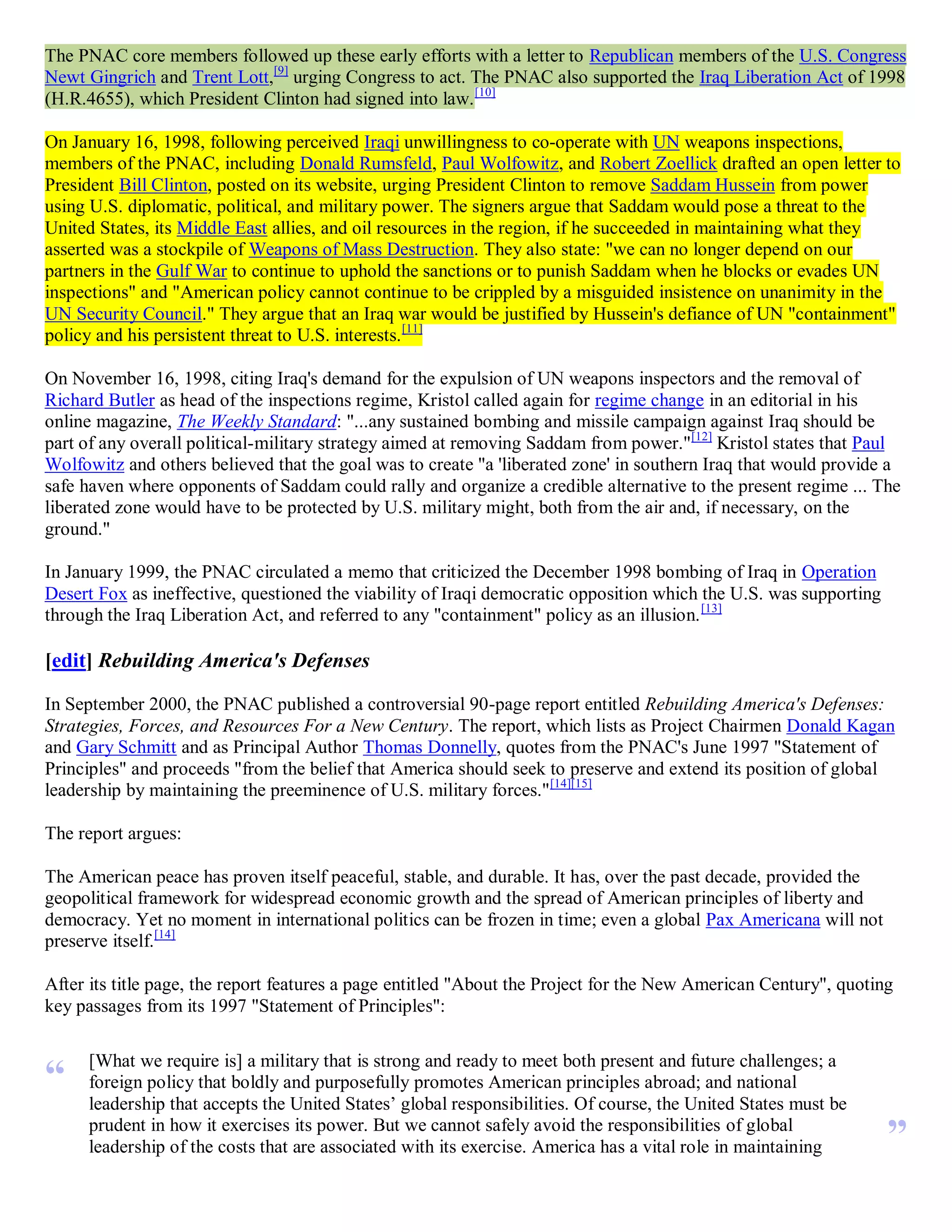 PNAC - PROJECT FOR THE NEW AMERICAN CENTURY | PDF