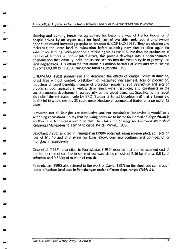 IMPACTS AND RISKS FROM DIFFERENT LAND USES IN SAMAR ISLAND FOREST ...