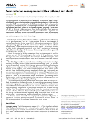 Solar radiation management with a tethered sun shield | PDF