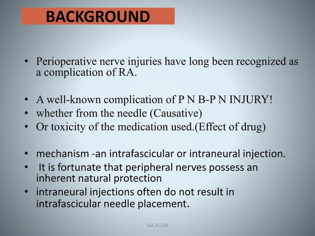 NEUROLOGICAL COMPLICATIONS IN PERIPHERAL NERVE BLOCKS | PPT
