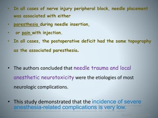NEUROLOGICAL COMPLICATIONS IN PERIPHERAL NERVE BLOCKS | PPTX