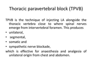 PNB of lower limb & paravertebral block | PPTX