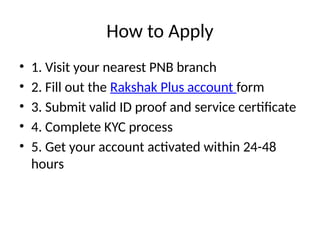 PNB Rakshak Plus Scheme: Benefits for Defence | PPTX
