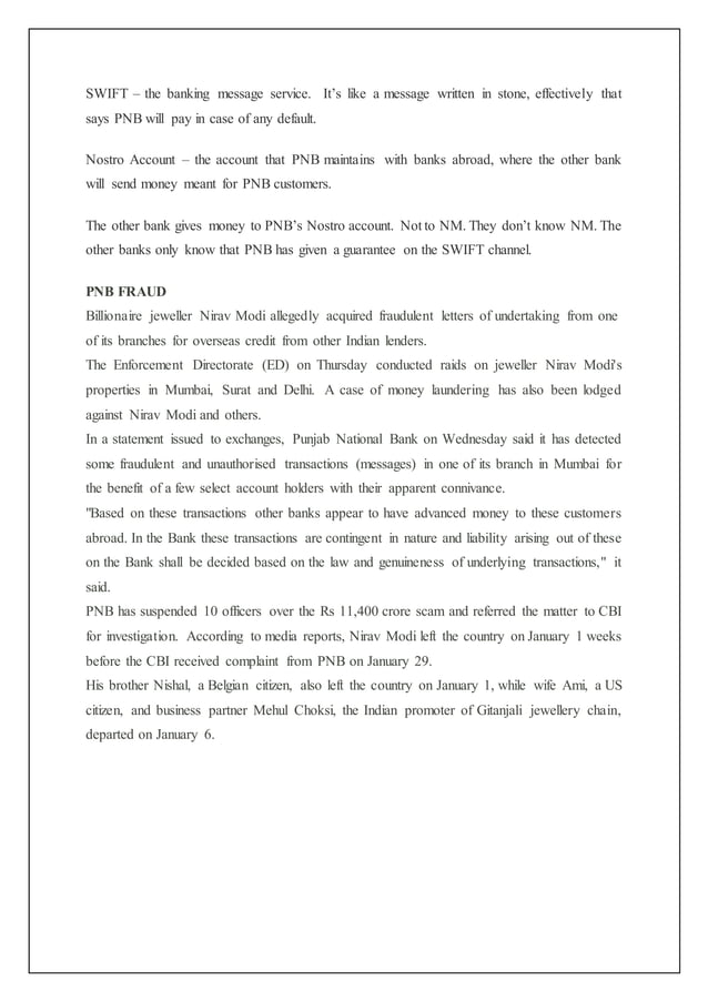 “NIRAV MODI & THE PUNJAB NATIONAL BANK FRAUD” | PDF