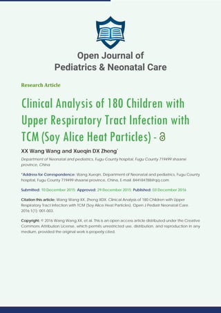 Open Journal of Pediatrics & Neonatal Care | PDF