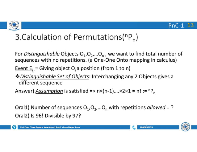 Permutations and Combinations IIT JEE+Olympiad Lecture 1 | PPT