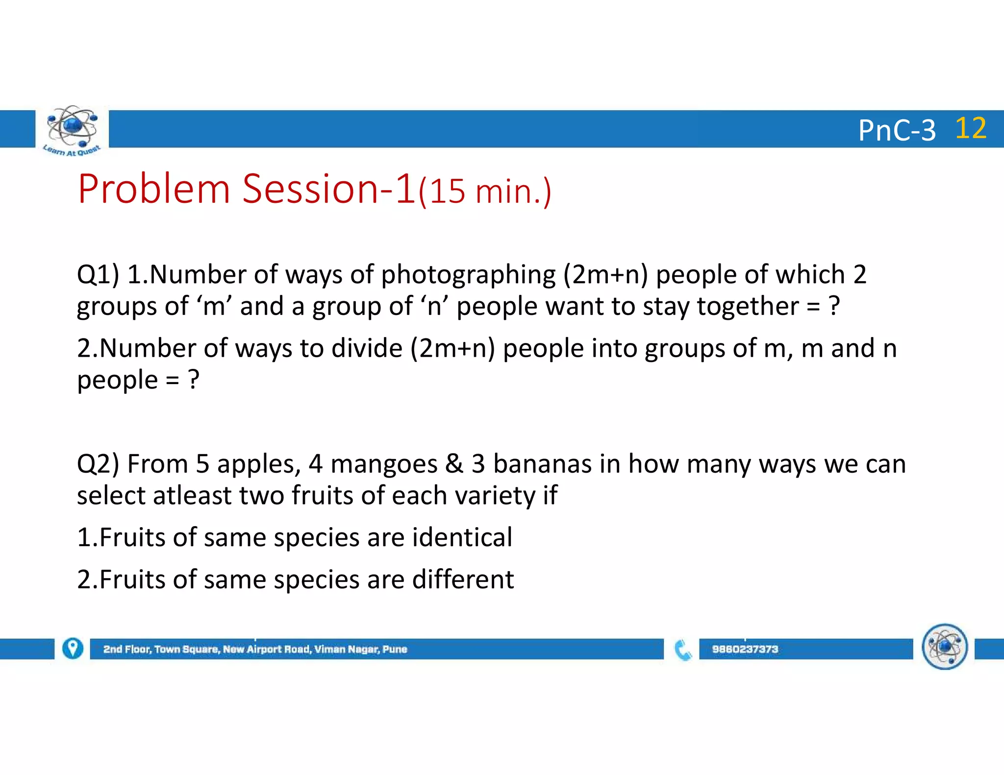 Permutations and Combinations IIT JEE+Olympiad Lecture 3 | PDF