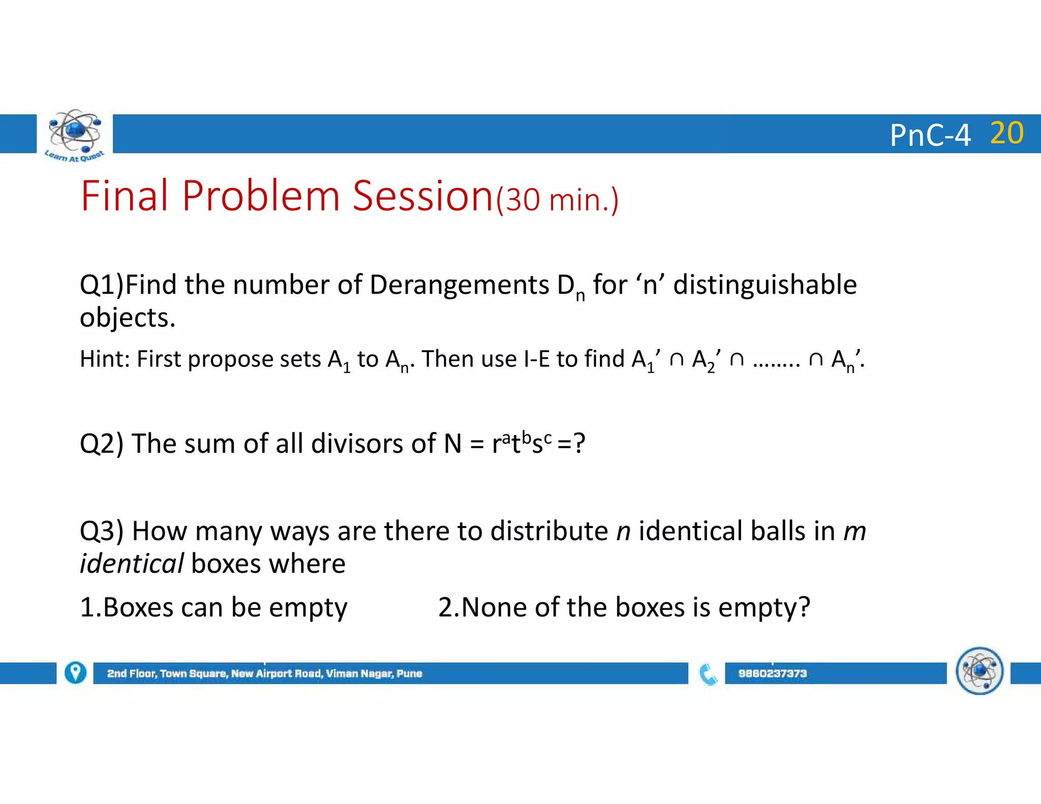Permutations And Combinations Iit Jeeolympiad Lecture 4 Ppt