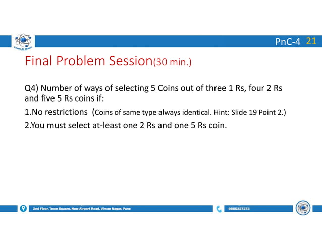 Permutations And Combinations Iit Jeeolympiad Lecture 4 Ppt